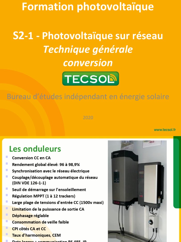 Formation PV Onduleurs Schémas Elec-1 | PDF | Énergie solaire photovoltaïque | Onduleur