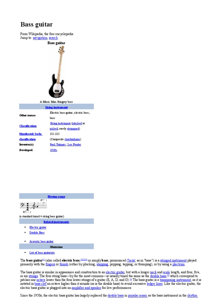 Overview of the Bass Guitar | PDF | Bass Guitar | Guitars