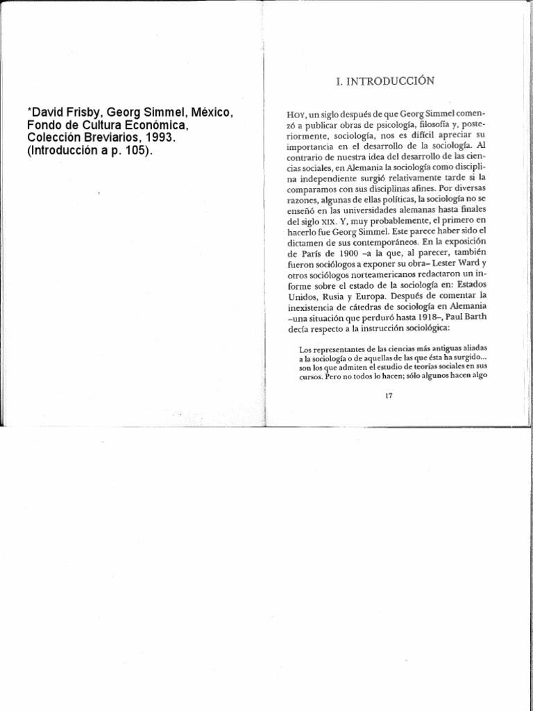 David Frisby Georg Simmel FCE | PDF