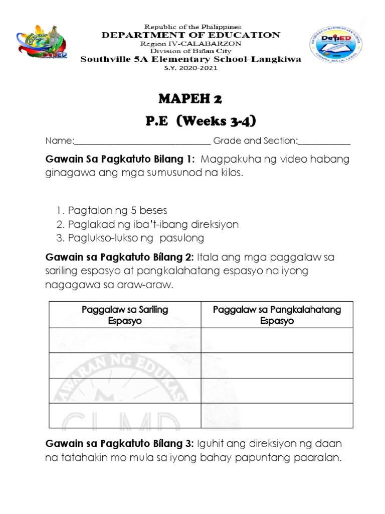Mapeh Worksheet Q2 | PDF
