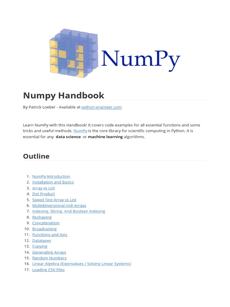Numpy Handbook | PDF | Eigenvalues And Eigenvectors | Matrix (Mathematics)