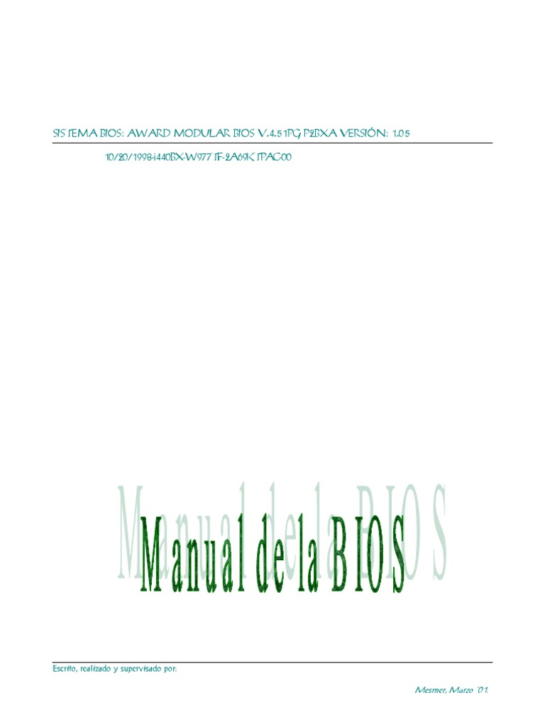 BIOS Setup Guide for Award Modular 4.51PG | PDF | Random Access Memory ...