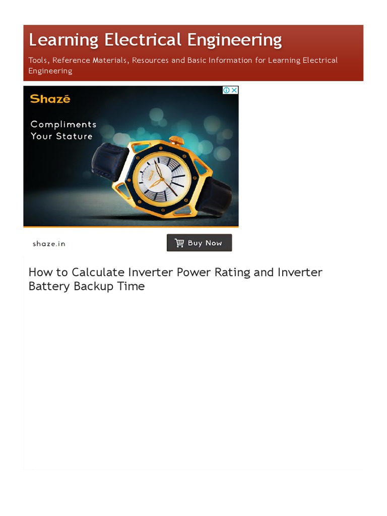 How To Calculate Inverter Power Rating and Inverter Battery Backup Time ...