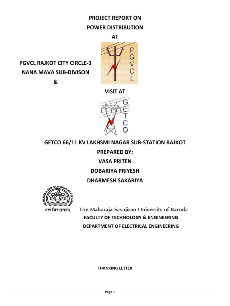 PGVCL Training Report | PDF | Electrical Substation | Electric Power Distribution