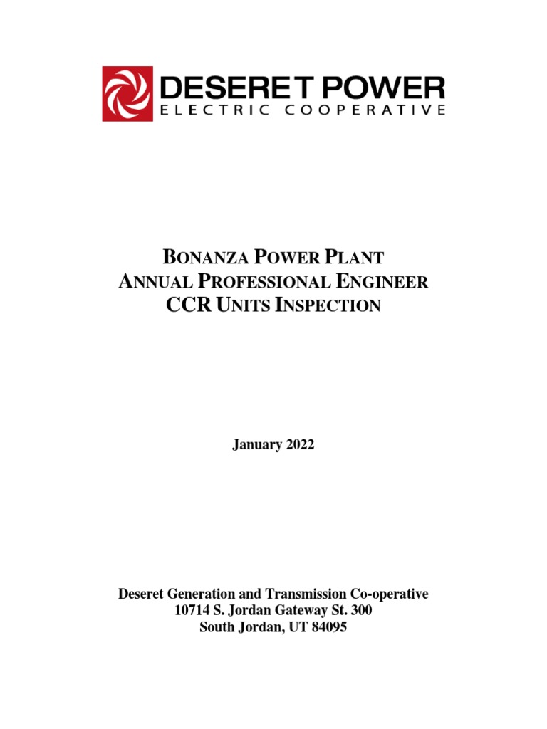 Bonanza Power Plant CCR Inspection Report | PDF | Fly Ash | Dust