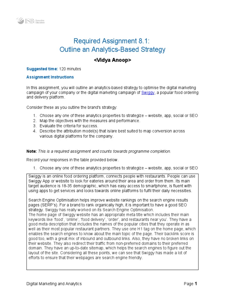 Required Assignment 8.1: Outline An Analytics-Based Strategy | PDF ...