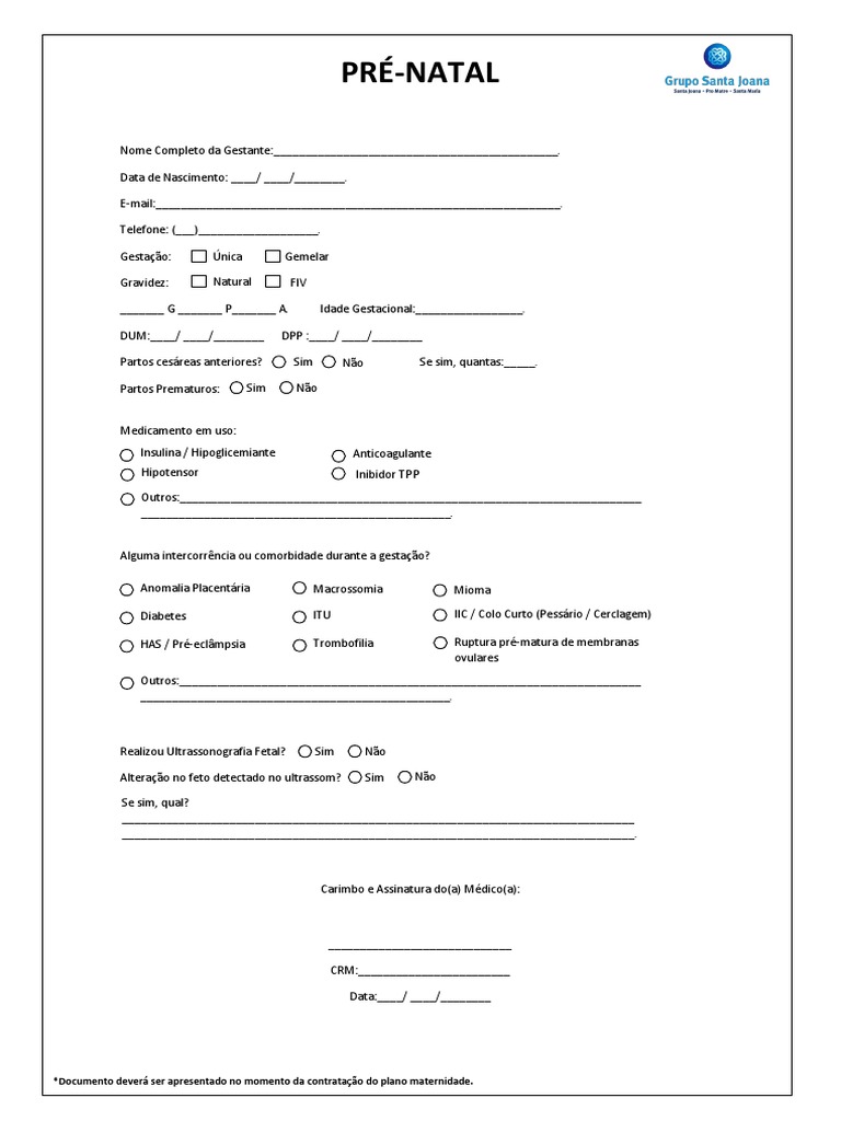 Ficha - Pré Natal | PDF | Gravidez | Saúde pública
