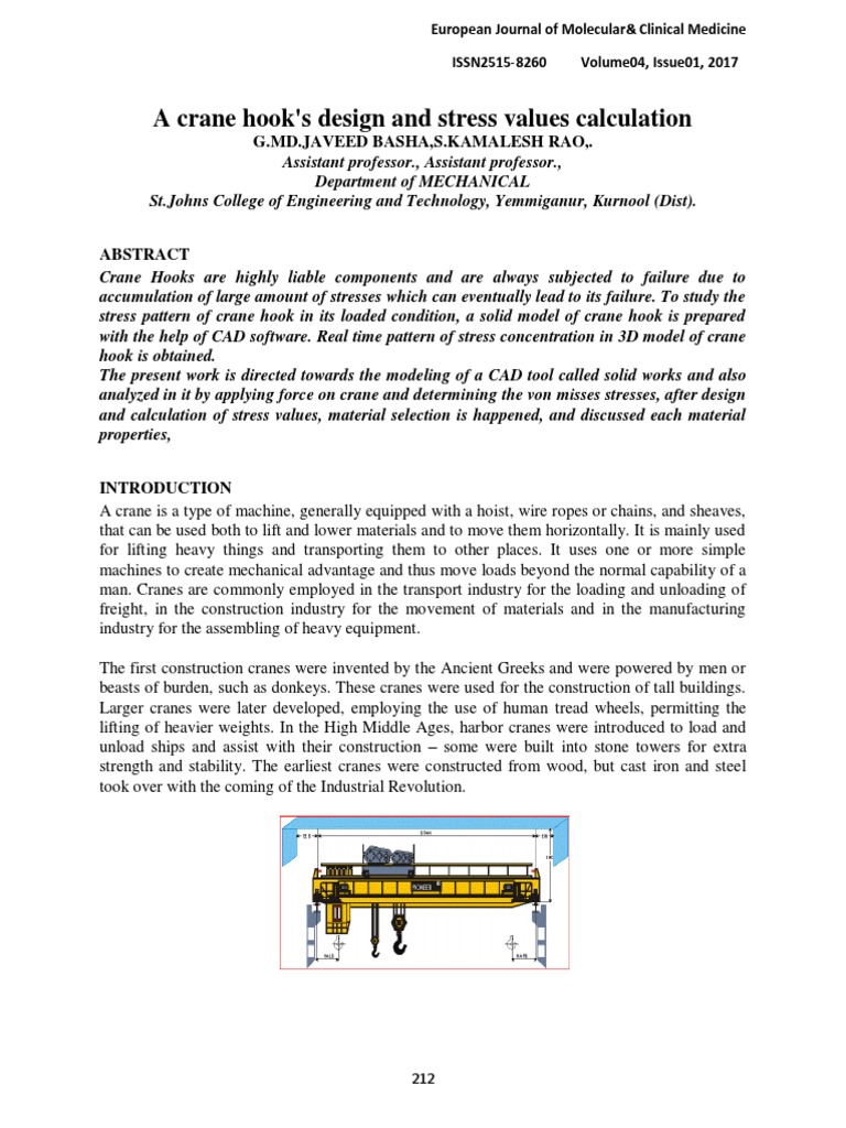 Crane Hook's Design and Stress Values Calculation | PDF | Computer ...