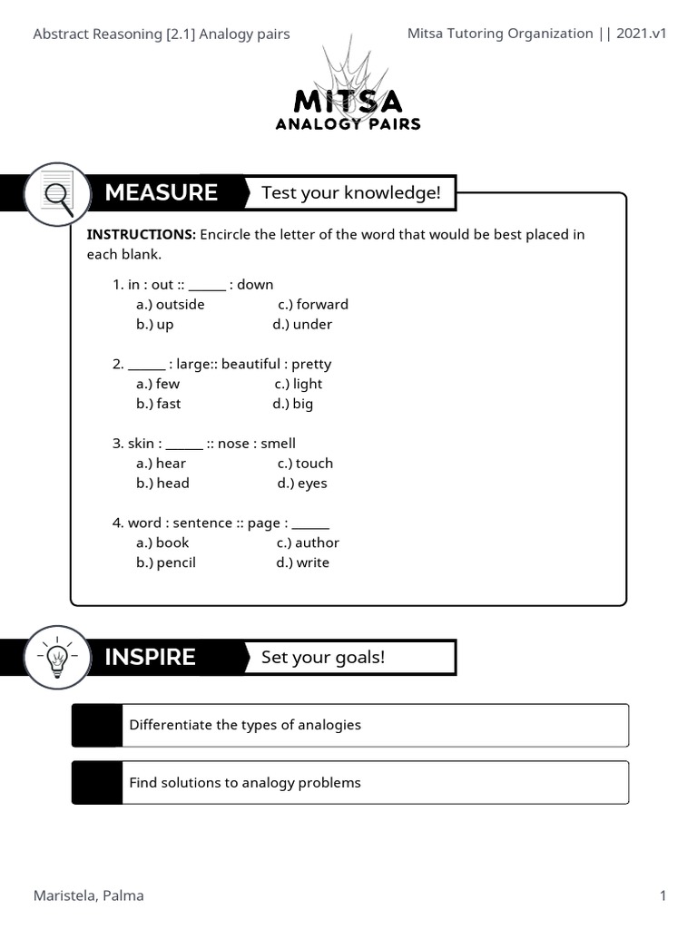 Understanding Analogy Pairs: Types of Analogies and Numerical ...
