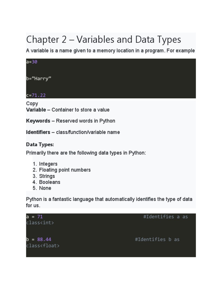 Python CH 2 | PDF | Data Type | Variable (Computer Science)