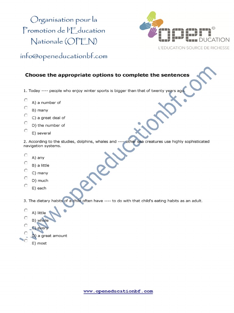 Choose The Appropriate Options To Complete The Sentences 2 | PDF