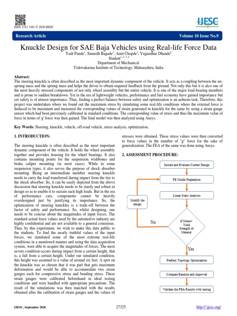 .Knuckle Design For SAE Baja Vehicles Using Real-Life Force Data | PDF ...