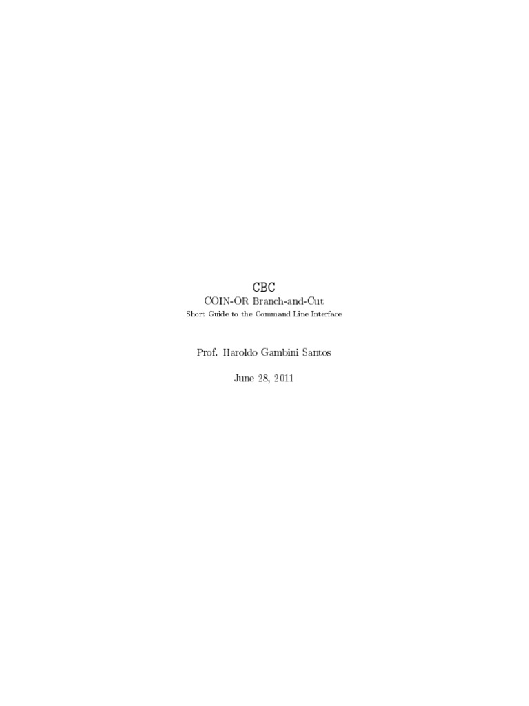 Coin Or Branch And Cut Short Guide To The Command Line Interface Pdf Parameter Computer 