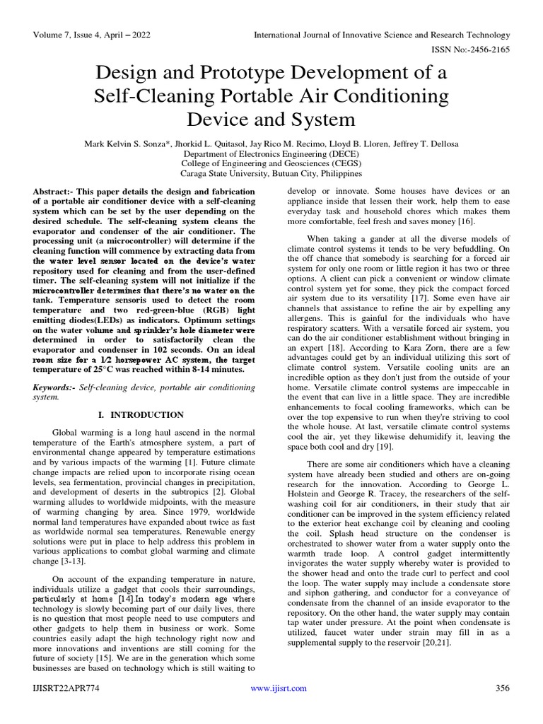 Design and Prototype Development of A Self-Cleaning Portable Air ...