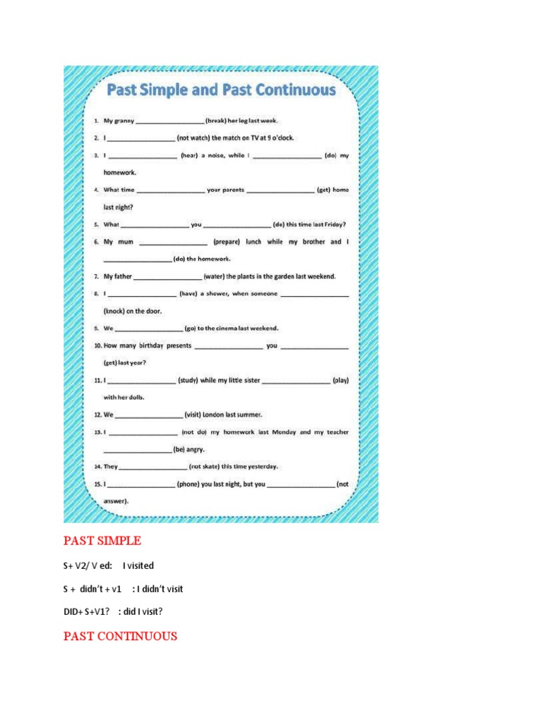 Past Simple Vs Past Cont - Ex | PDF