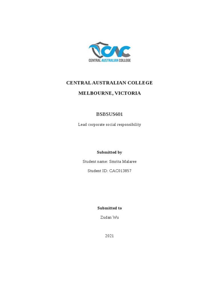 CSR Context Report for CAC Melbourne | PDF | Corporate Social ...