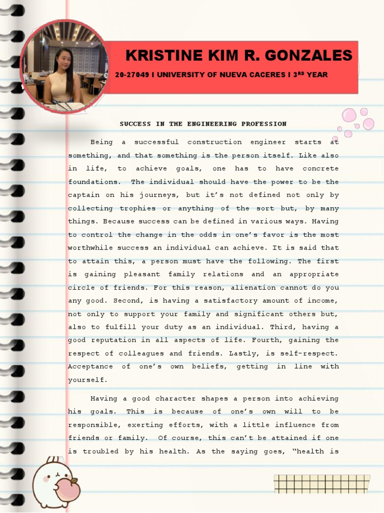 SUCCESS IN THE ENGINEERING PROFESSION Essay | PDF | Engineer | Experience