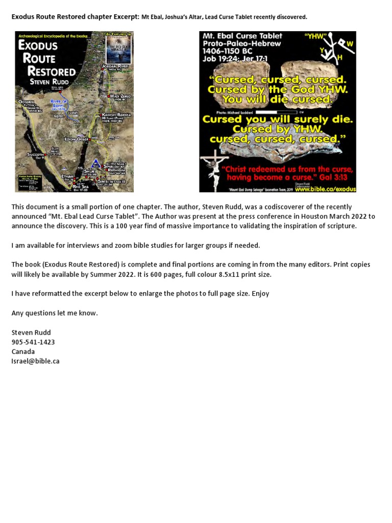 Exodus Route Restored - Steven Rudd - MT Ebal Lead Curse Tablet | PDF