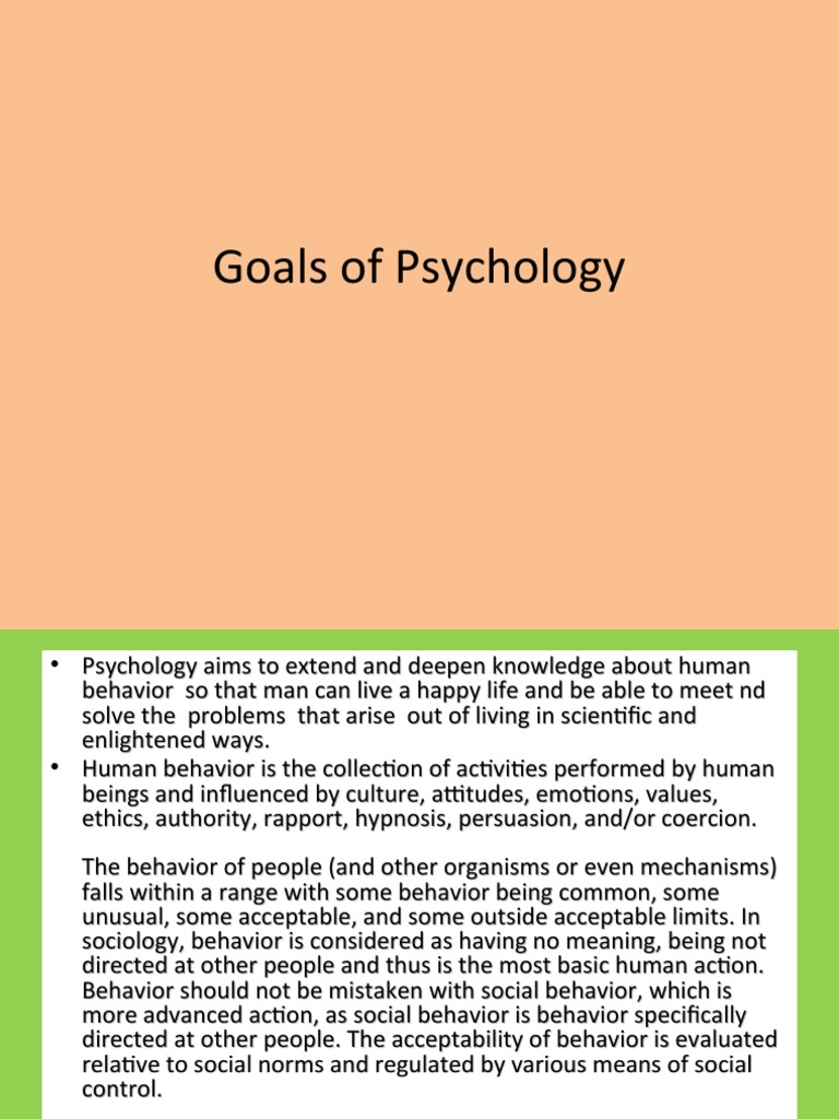 Goals of Psychology | PDF