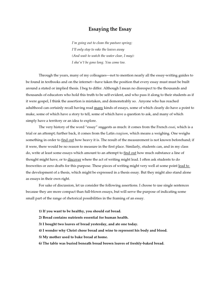 Essaying The Essay | Download Free PDF | Essays | Question