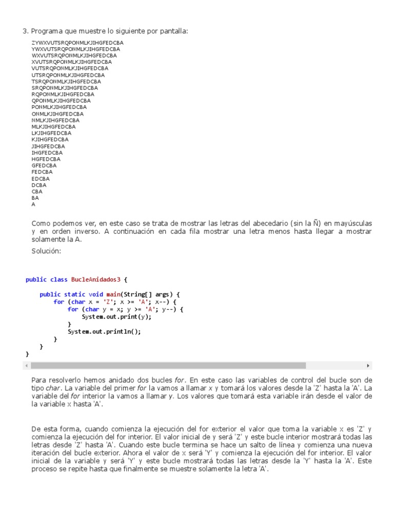 Programación Java - Ejercicios de Bucles Anidados en Java | PDF