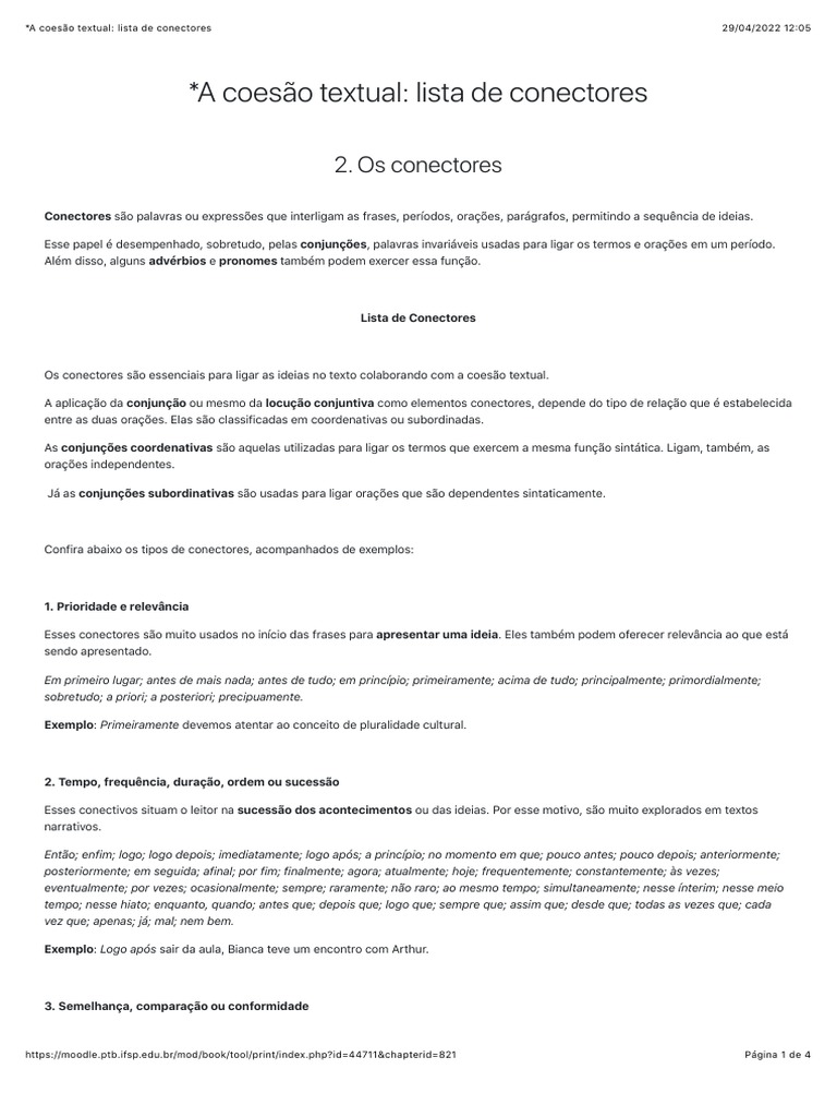Lista completa de conectores textuais e seus usos | PDF | Linguística