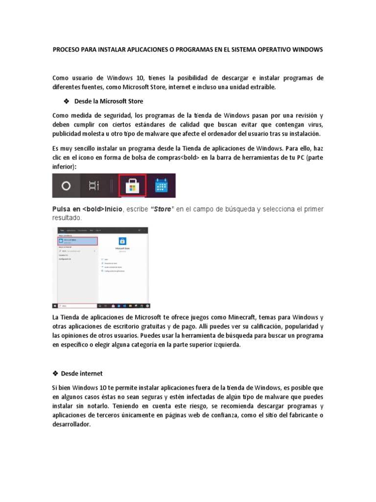 Proceso para Instalar Aplicaciones o Programas en El Sistema Operativo Windows | PDF | Microsoft ...