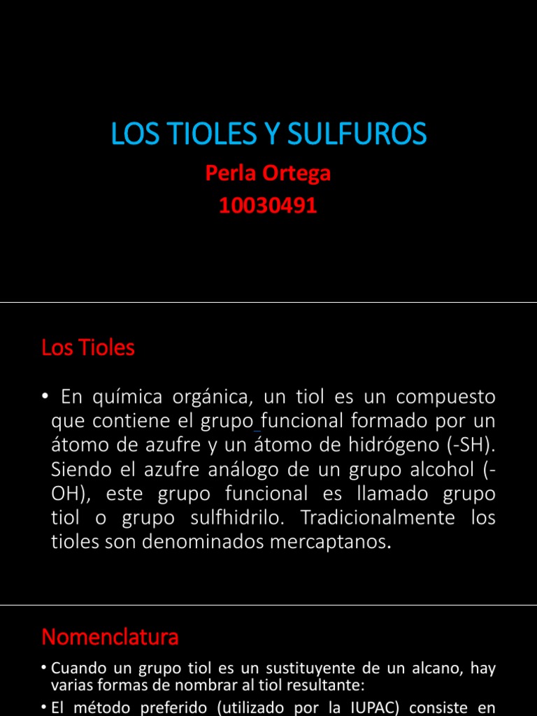 Los Tioles y Sulfuros TEORIA QUIMICA ORGANICA II UASD | PDF | Tiol ...