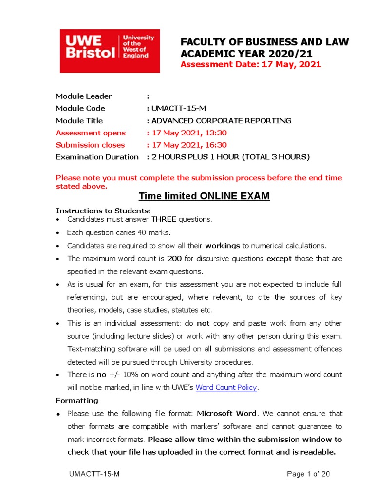 Advanced Corporate Reporting Exam 2021 | PDF | Fair Value | Goodwill ...