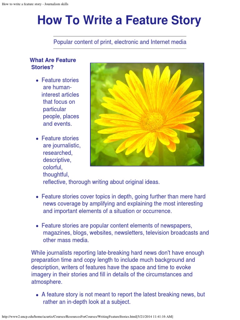 How To Write A Feature Story - Journalism Skills | PDF | News | Journalism