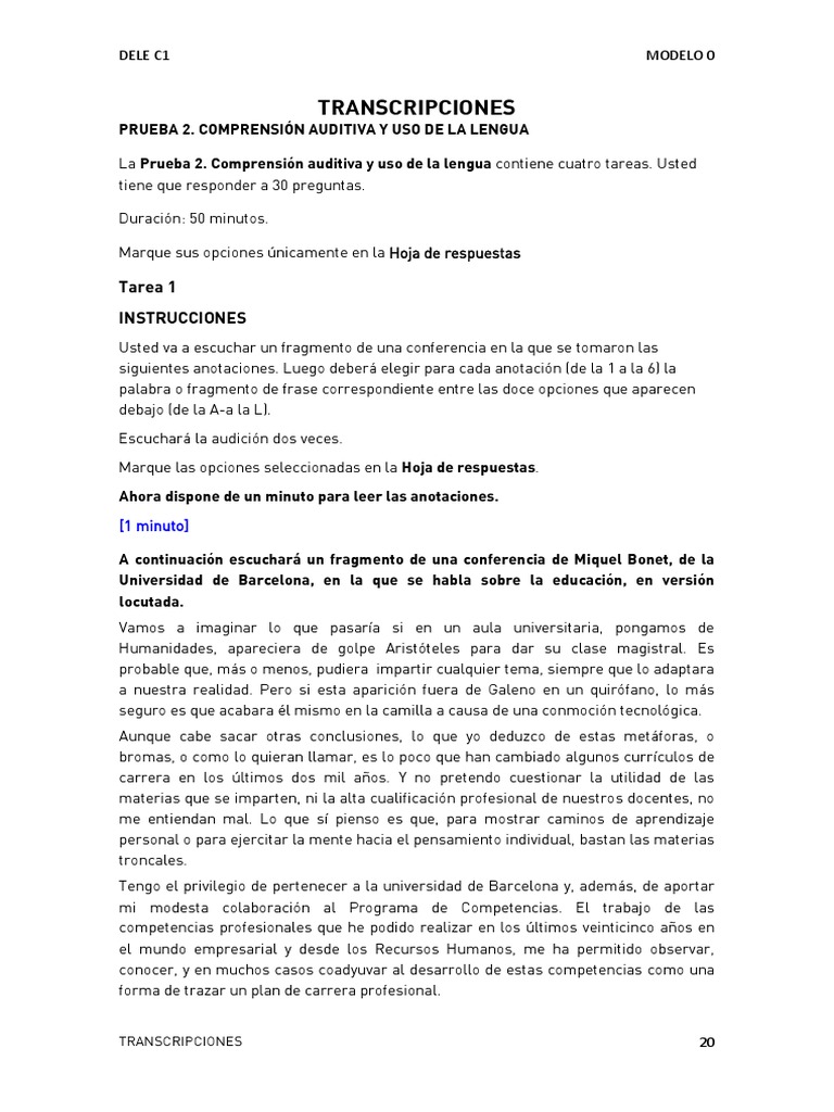 Comprensión Auditiva DELE C1: Ejercicios | PDF | Multilingüismo ...