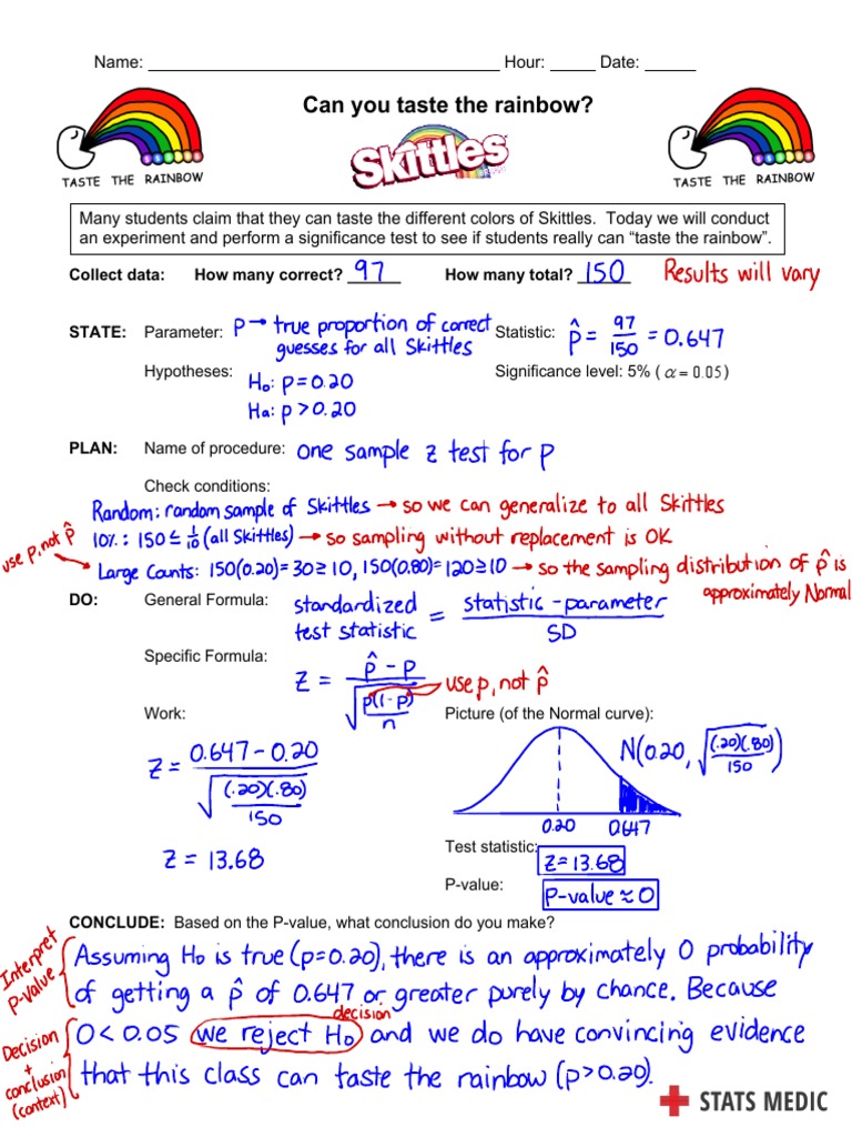 Skittles Taste Test Experiment Results | PDF | P Value | Confidence ...