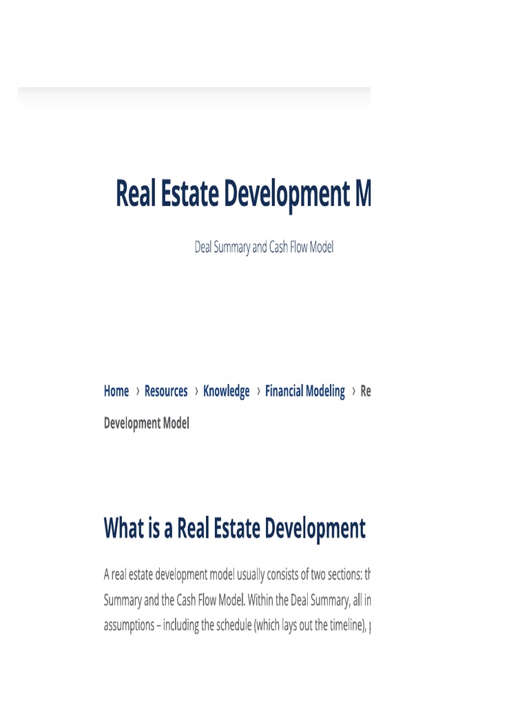 Real Estate Development Model - Overview, Guide, and Steps | PDF