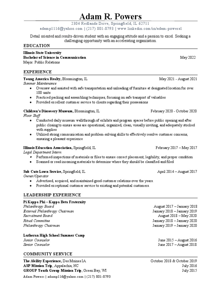 Adam Powers Resume | PDF