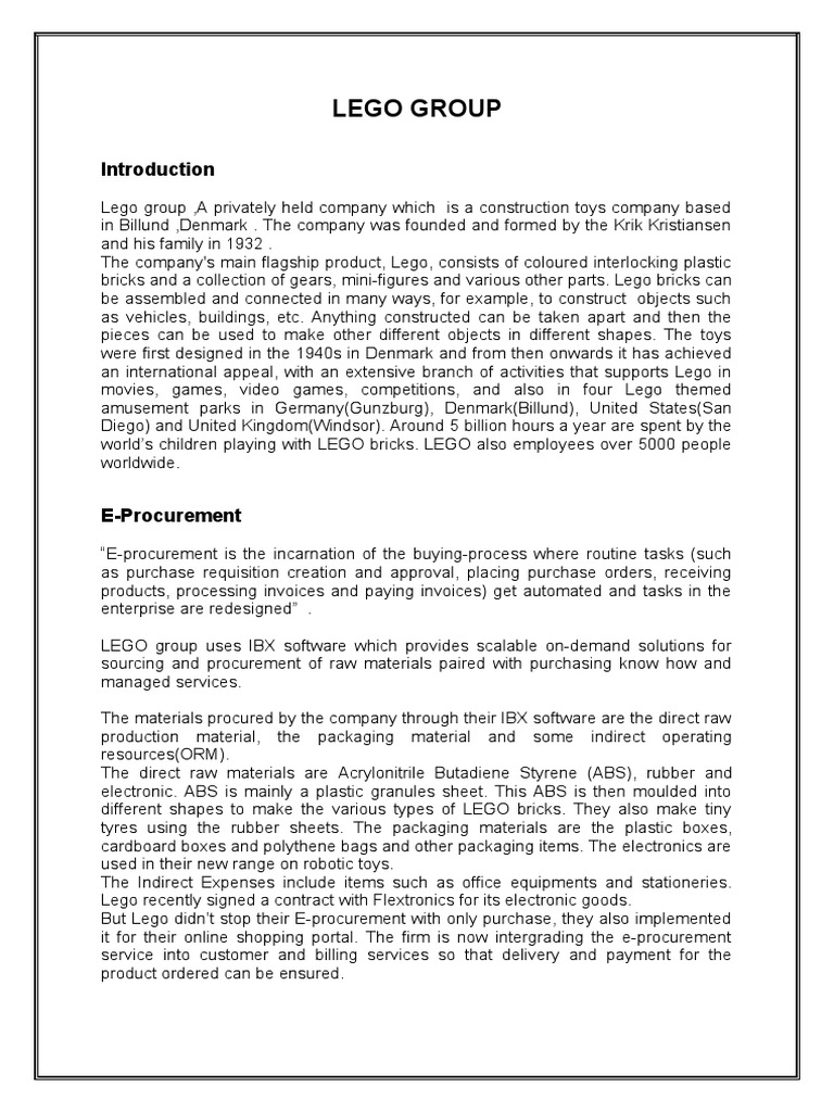 Lego Group | PDF | Procurement | Lego