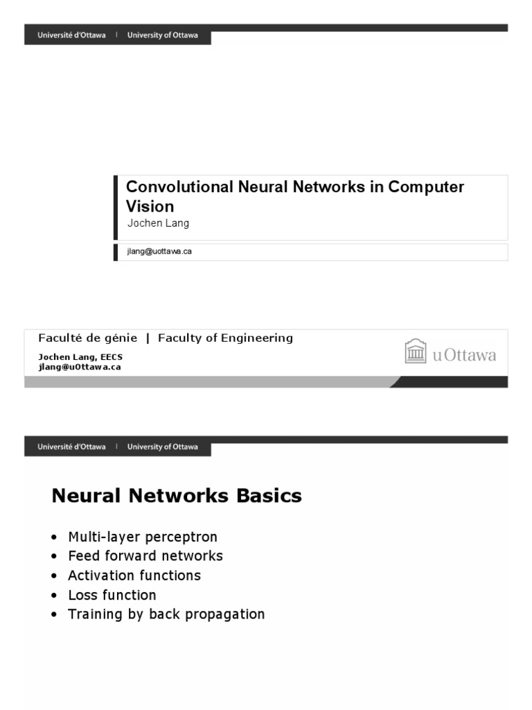 Convolutional Neural Networks in Computer Vision: Jochen Lang | PDF | Artificial Neural Network ...