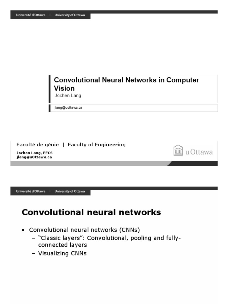 Convolutional Neural Networks in Computer Vision: Jochen Lang | PDF | Convolution | Artificial ...