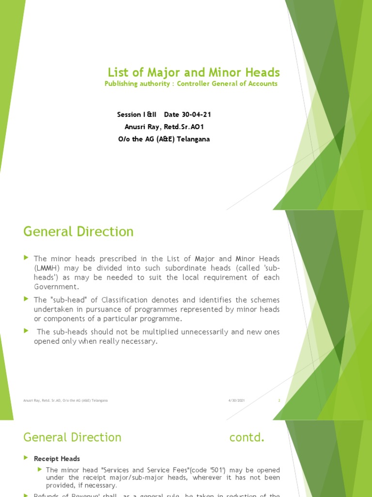 Major Minor Heads List | PDF | Reserve Bank Of India | Expense