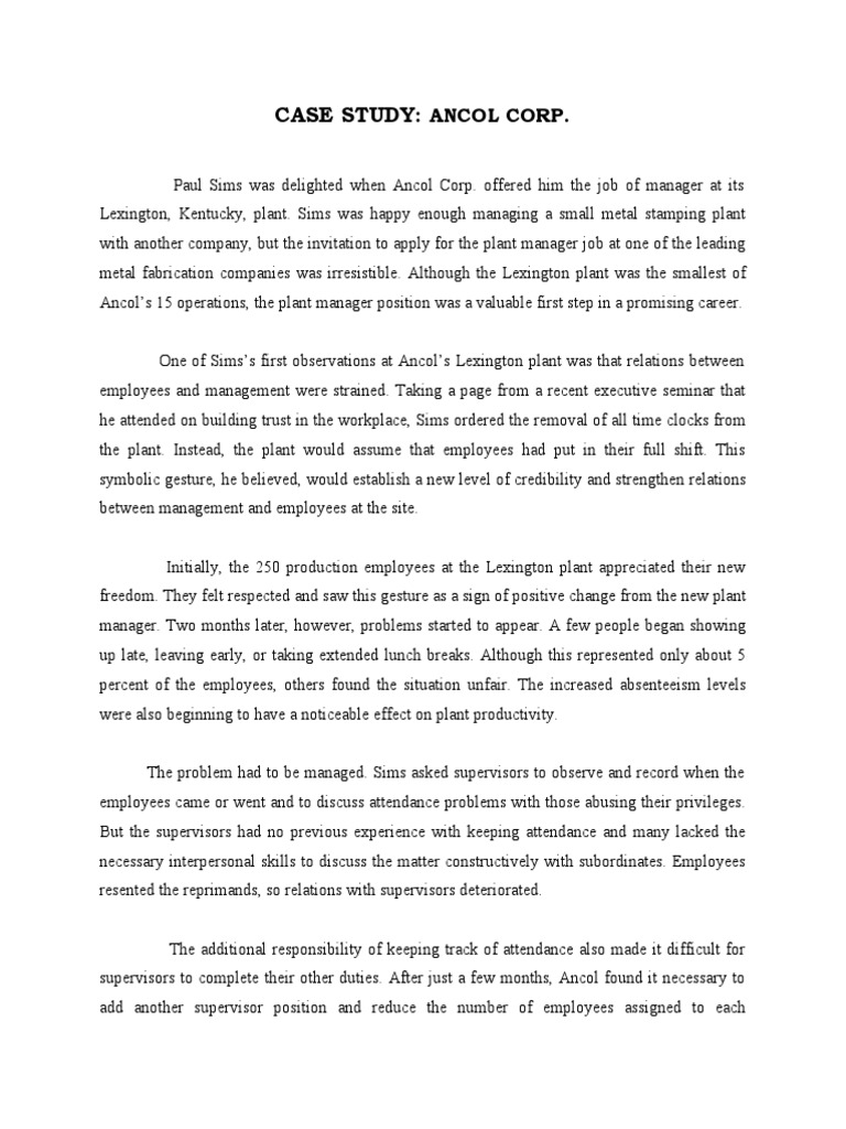 Case Study Two Pdf Business