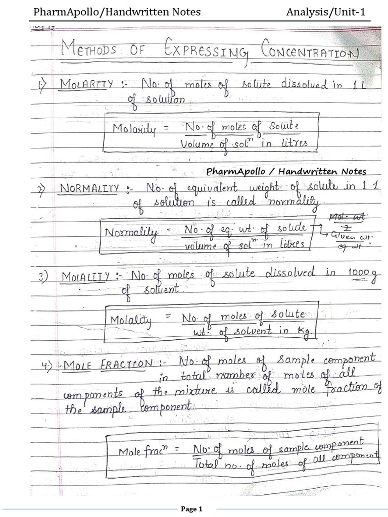 Unit-1 Analysis Handwritten PDF Notes of B Pharma First Semester | PDF