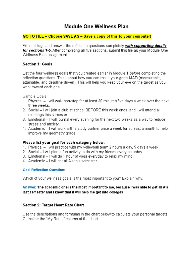 Module - One - Wellness - Plan - Mark Simons | PDF | Heart Rate ...