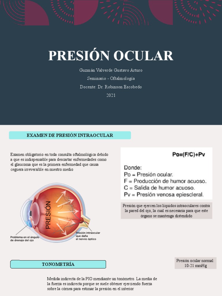 Examen de Presión Intraocular en Oftalmología | PDF | Ojo humano ...