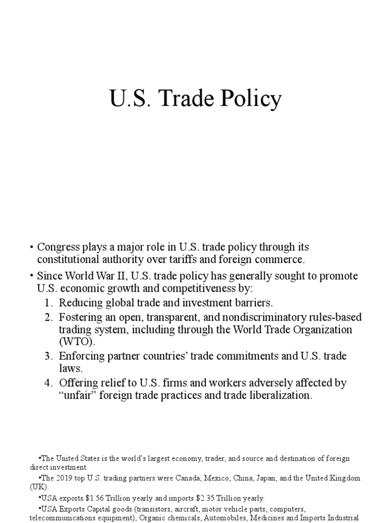 U.S. Trade Policy Overview | PDF