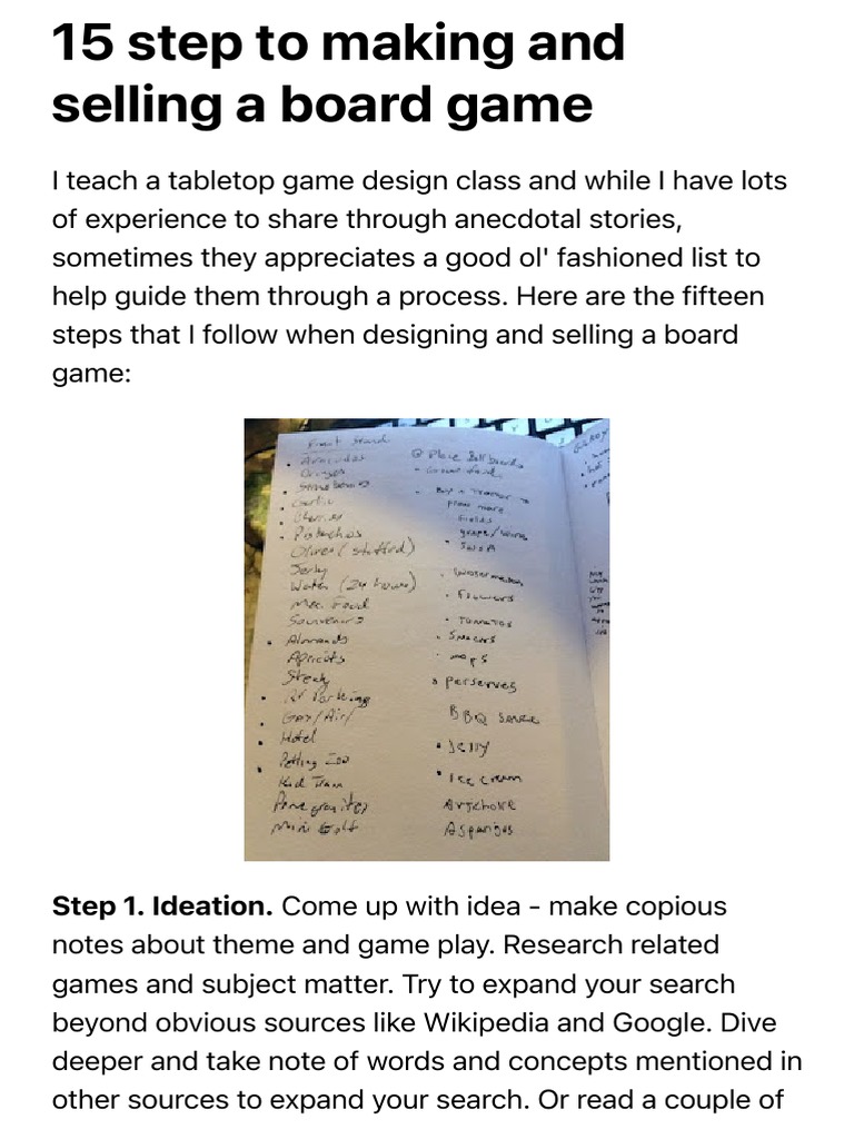 16 Step Guide To Making Board Game | PDF | Publishing | List Price