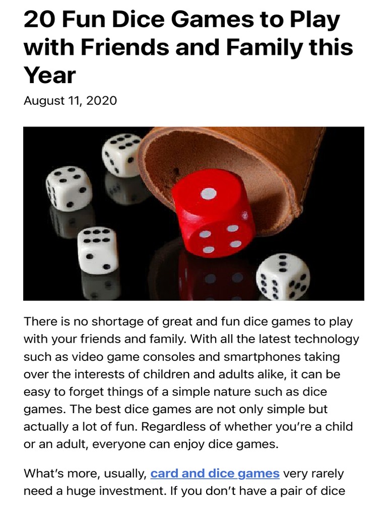 Fun Dice Games for Family and Friends | PDF | Gaming | Dice