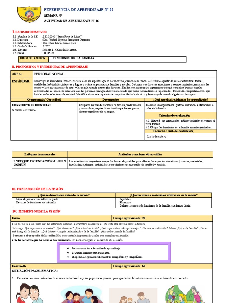 Actividad Funciones de La Familia Día 10-05-22 | PDF | Evaluación ...