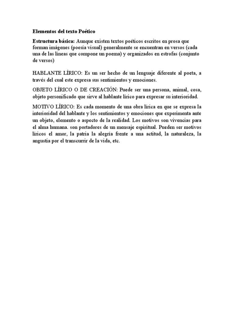 Elementos Del Texto Poético | PDF