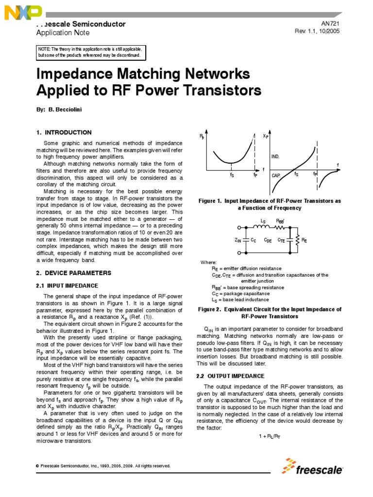 Impedance Matching Networks Applied To RF Power Transistors ...