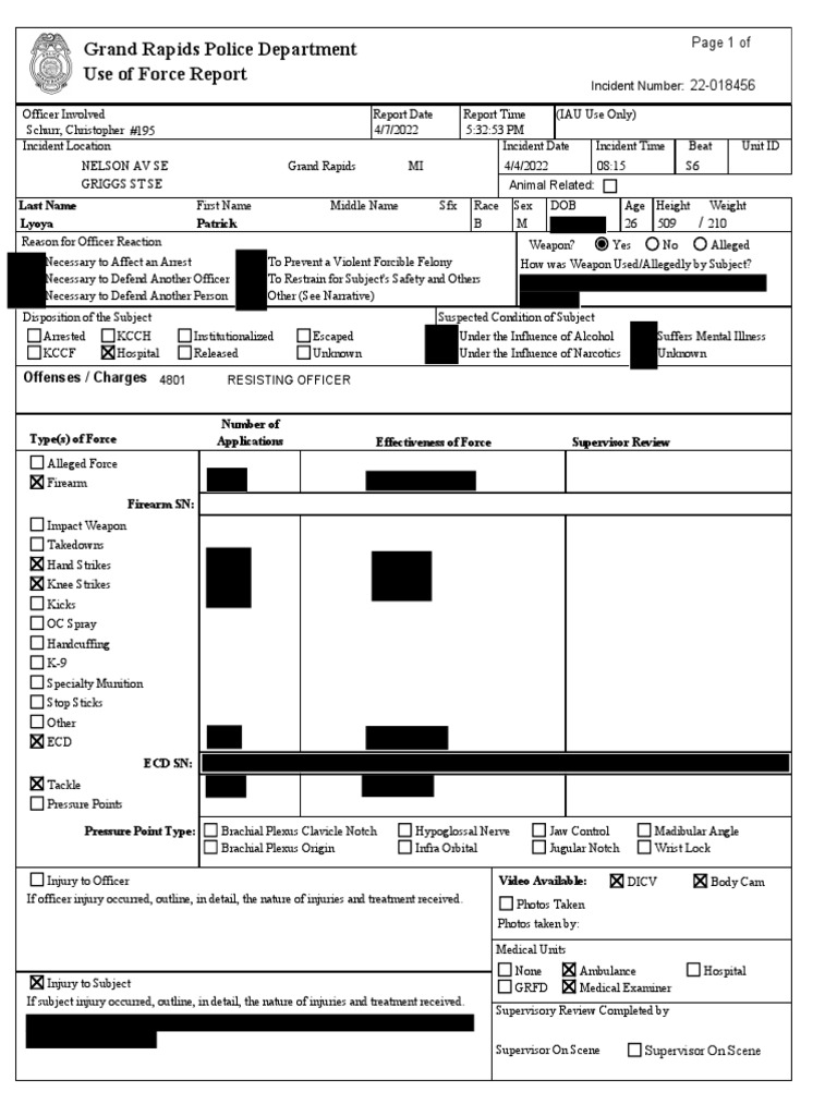 UOF Report - Redacted Connor Smith | PDF | Use Of Force