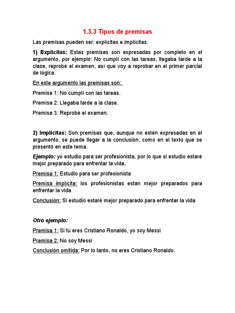 Actividad 12. Tipos de Premisas | PDF